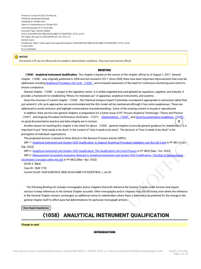 USP 1058 Analytical Instrument Qualification | PDF | Verification And Validation | Calibration
