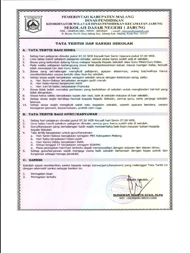 Tata Tertib Sekolah | PDF