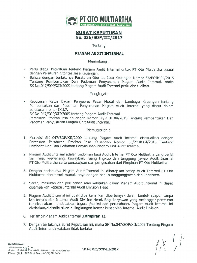 2017 OTO - Internal Audit Charter | PDF