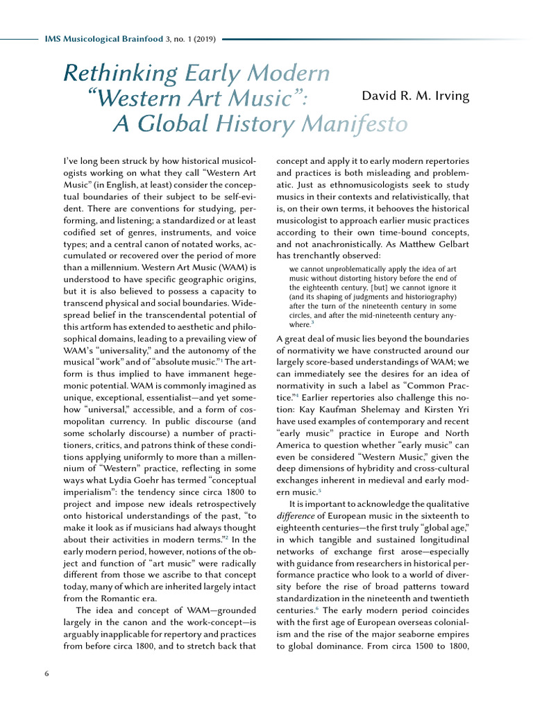Irving-2019-Rethinking Early Modern Western Art Musi | PDF | Musicology ...
