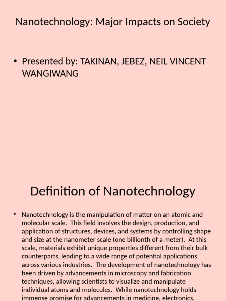Nanotechnology's Societal Impact Explained | PDF | Nanotechnology ...