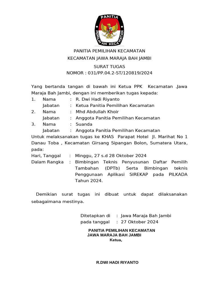 Surat Tugas PPK | PDF