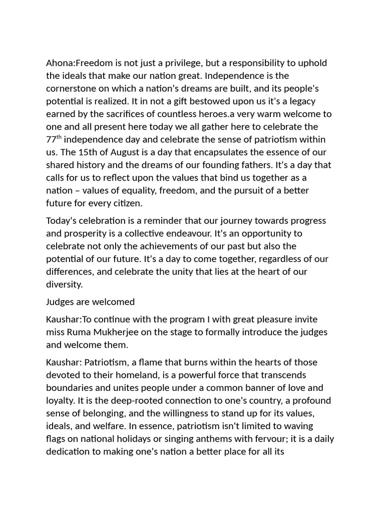 Skit Script On Independence Day | PDF