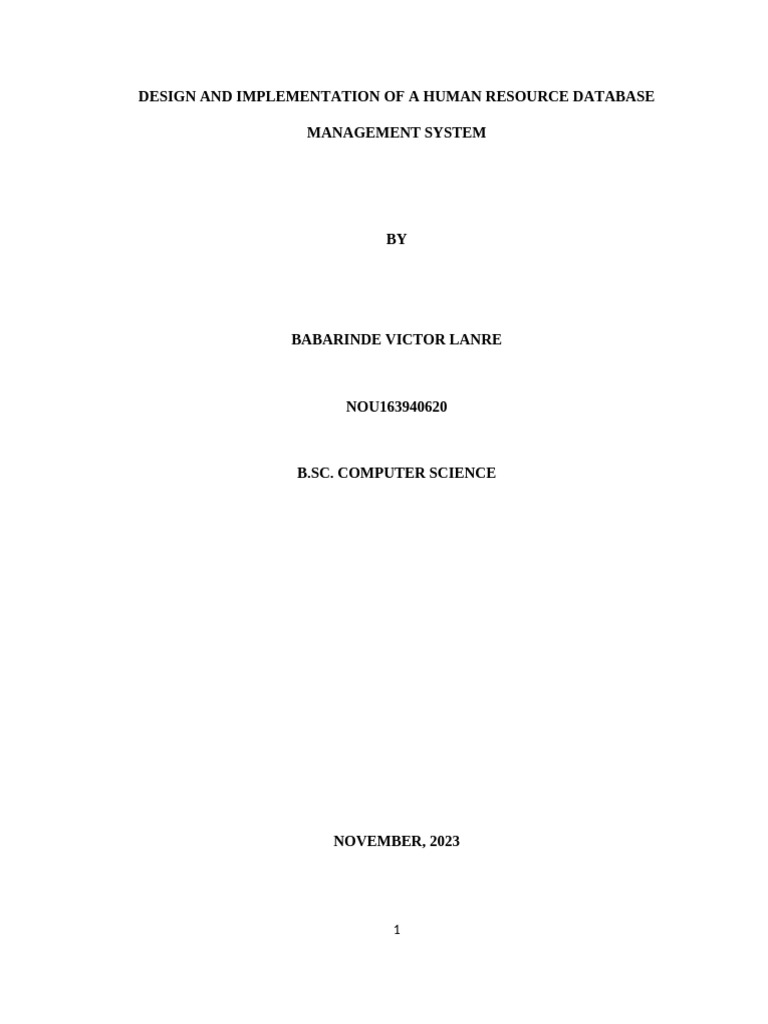 Human Resource Database Management System Design | PDF | Databases ...