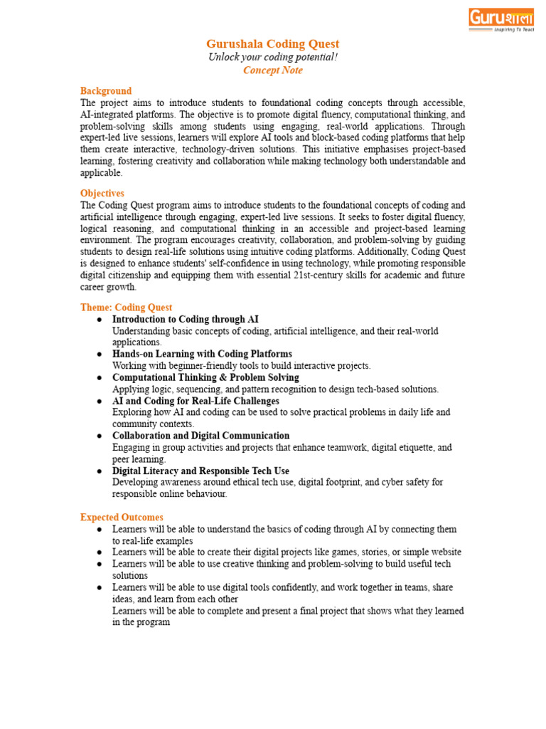 Coding Quest: AI for Young Learners | PDF | Artificial Intelligence ...