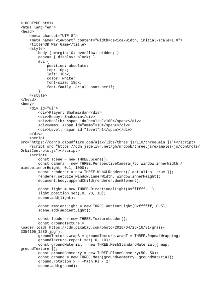 3D Tank Battle Game Code | PDF