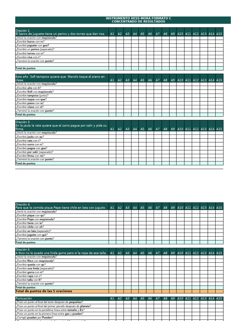 Concentrado Hes Mora Formato C | PDF | Ortografía | Grafemas