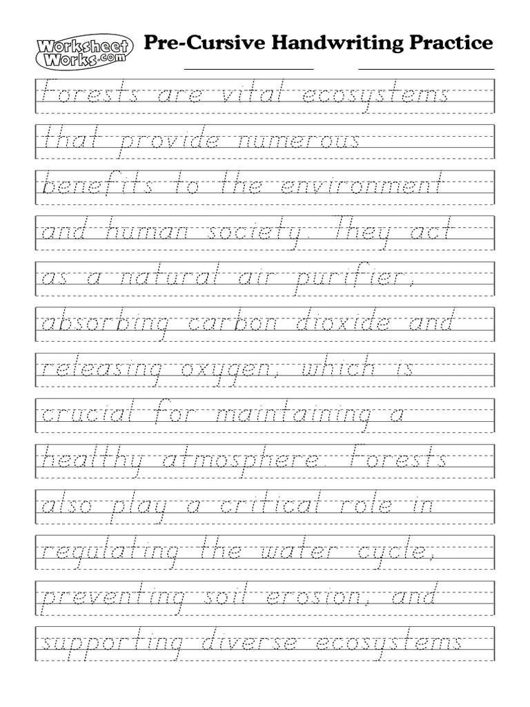 WorksheetWorks PreCursive Handwriting Practice 1 | PDF
