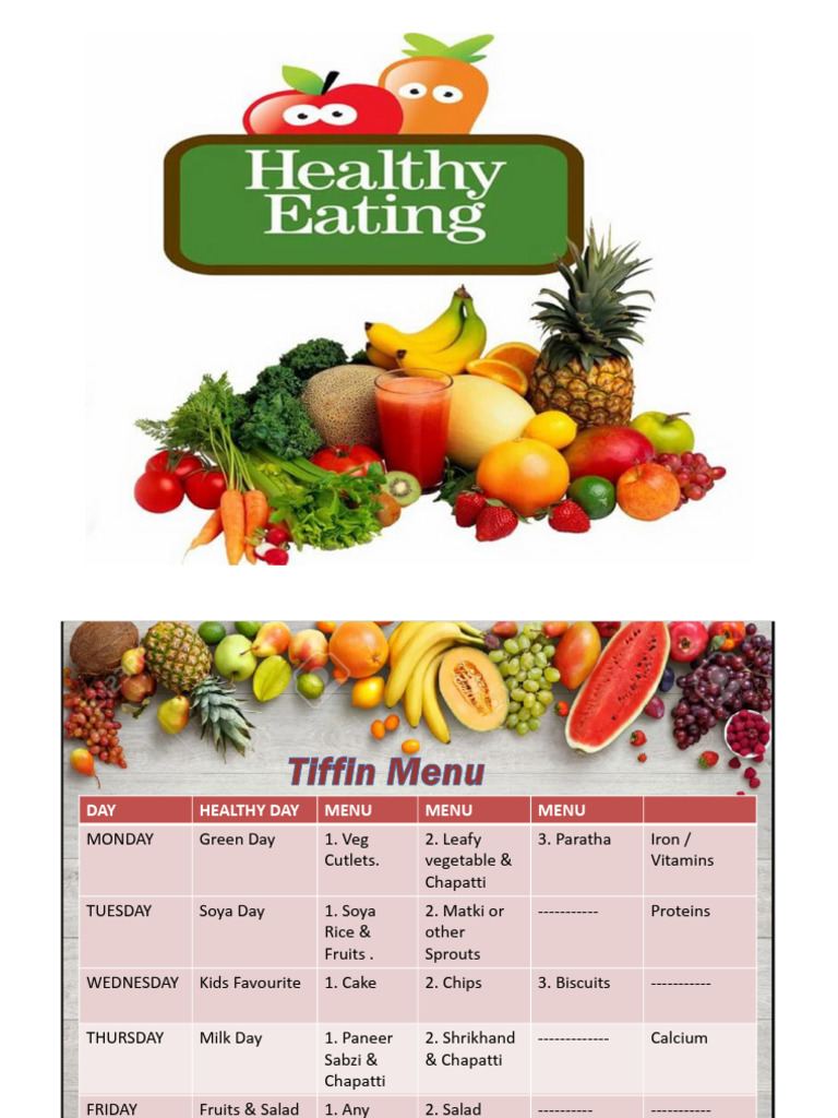 Weekly Tiffin Menu Schedule | PDF