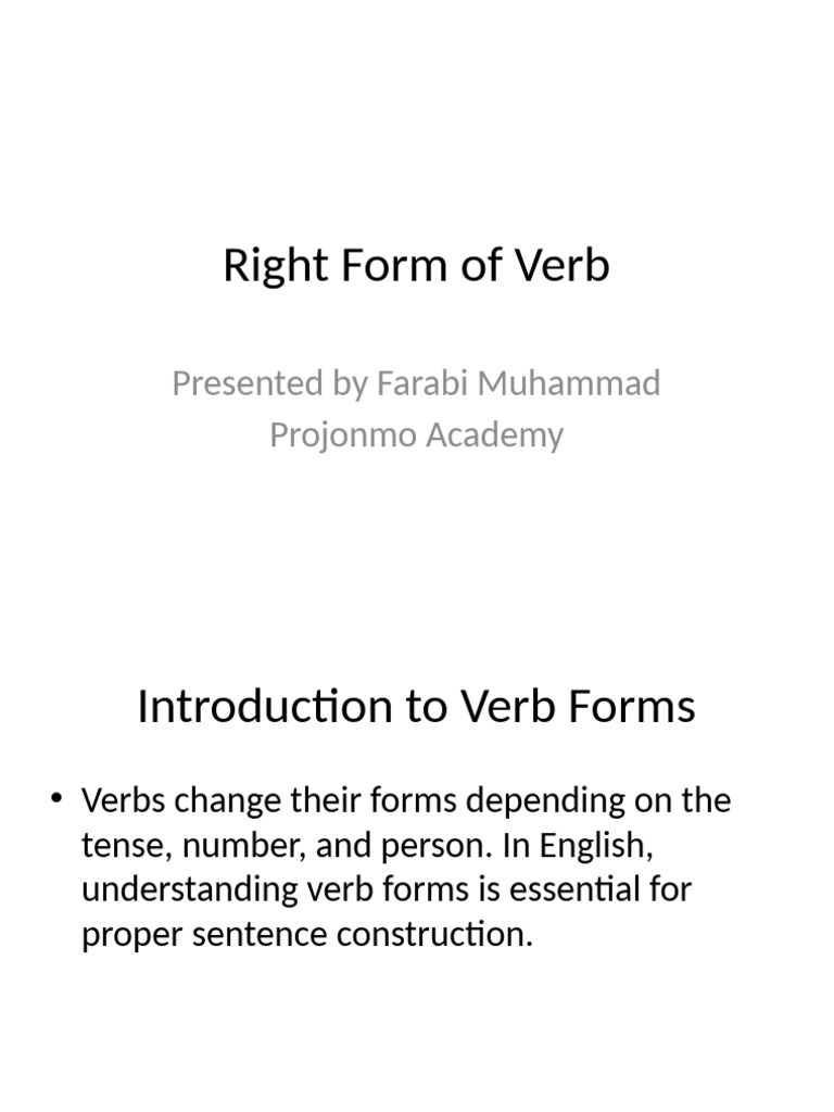 Right From of Verbs | PDF