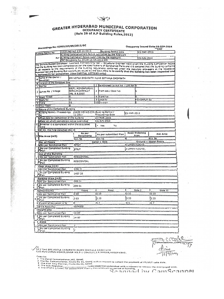 Occupancy Certificate | PDF