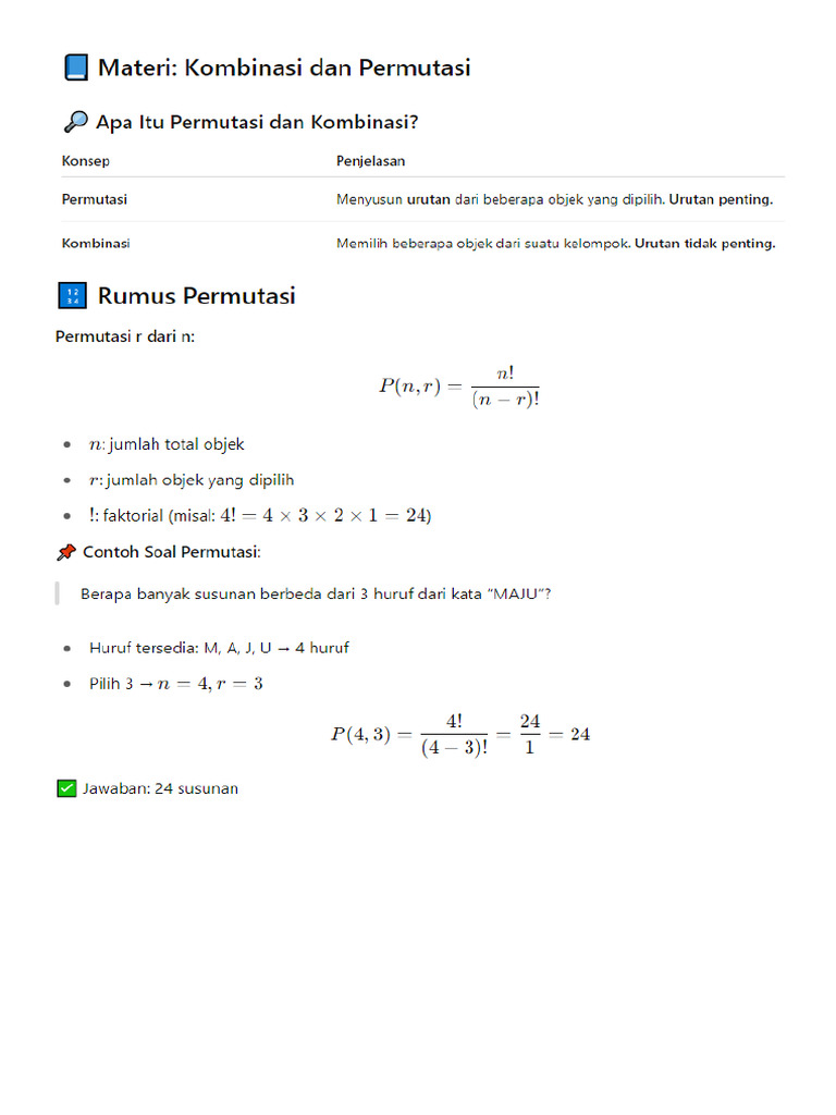 Kombinasi Dan Permutasi | PDF