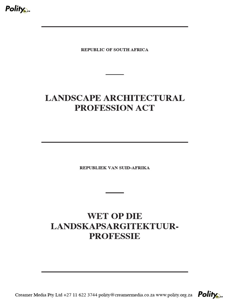 Landscape Architectural Profession Act Act 45 of 2000 | PDF | Witness ...