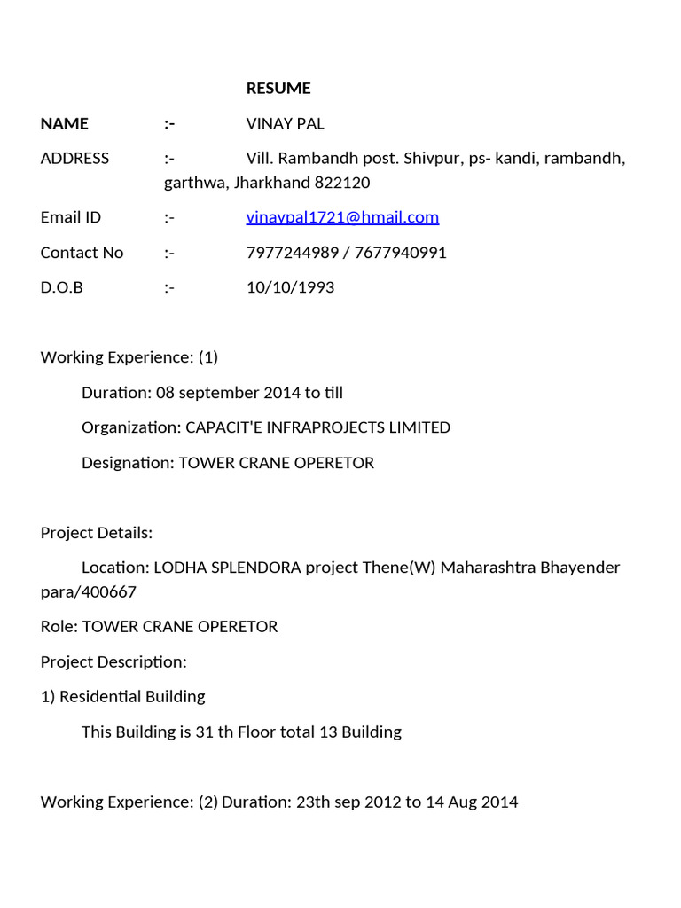 Resume Vinay Pal | PDF