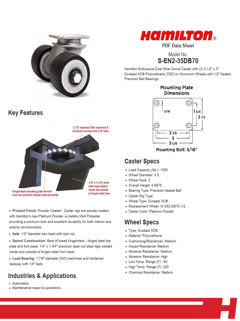 Hamilton Caster S EN2 35DB70 | PDF | Secondary Sector Of The Economy | Building Materials