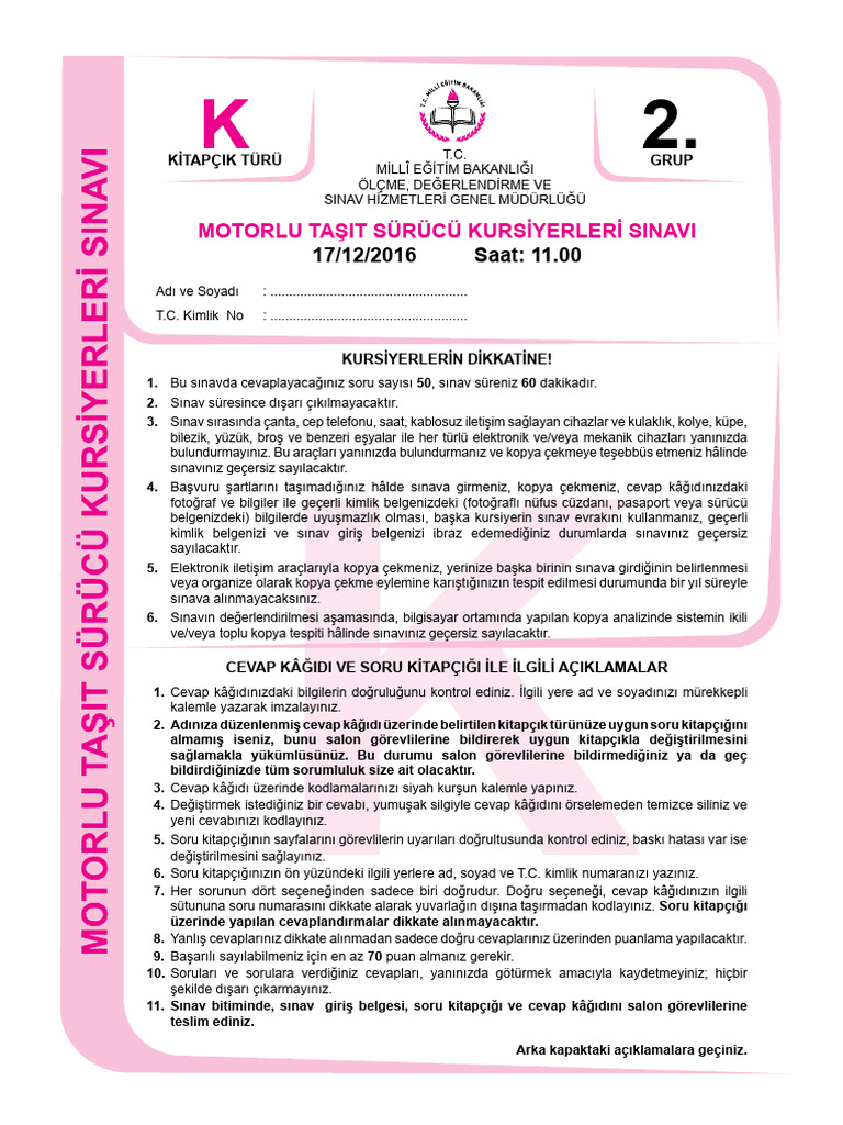17 Aralik 2016 Ehliyet Sinav Sorulari | PDF