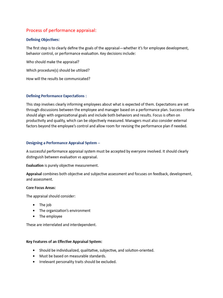 Performance Appraisal Process | PDF | Performance Appraisal | Goal