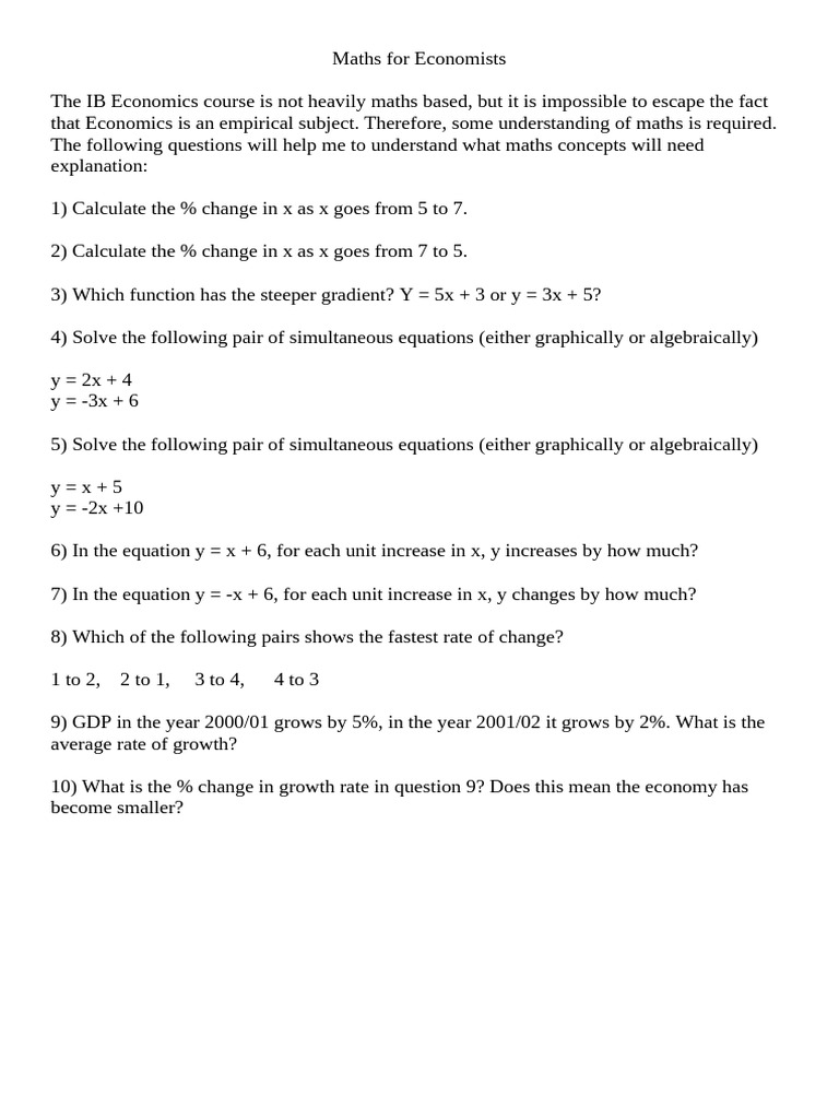 Activity 2 Maths For Economists | PDF