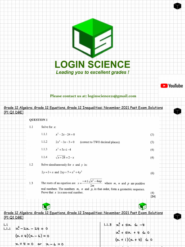 Grade 12 Algebra - Grade 12 Equations, Grade 12 Inequalities - November ...