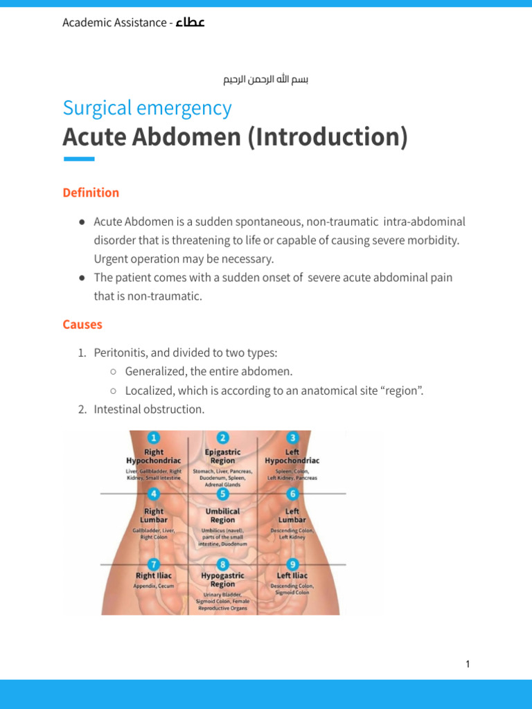 Acute Abodominal Pain | PDF | Abdomen | Symptoms And Signs