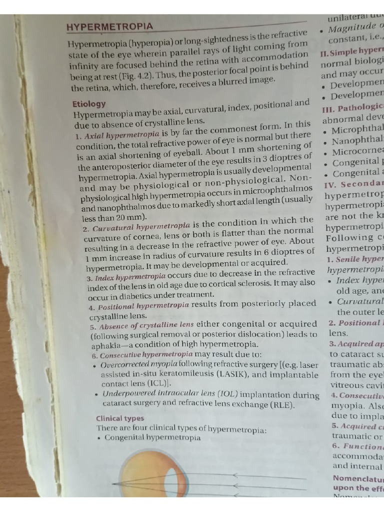 Hypermetropia Notes | PDF