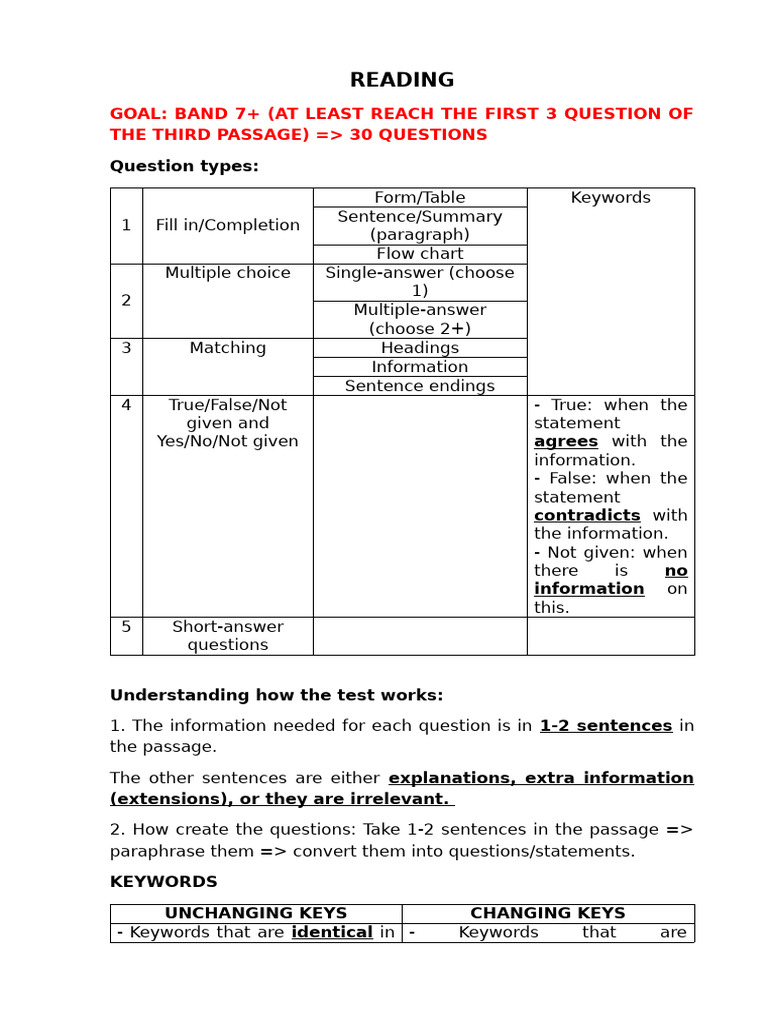 IELTS Reading Strategies for Band 7+ | PDF