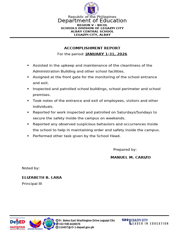 Accomplishment Report | PDF