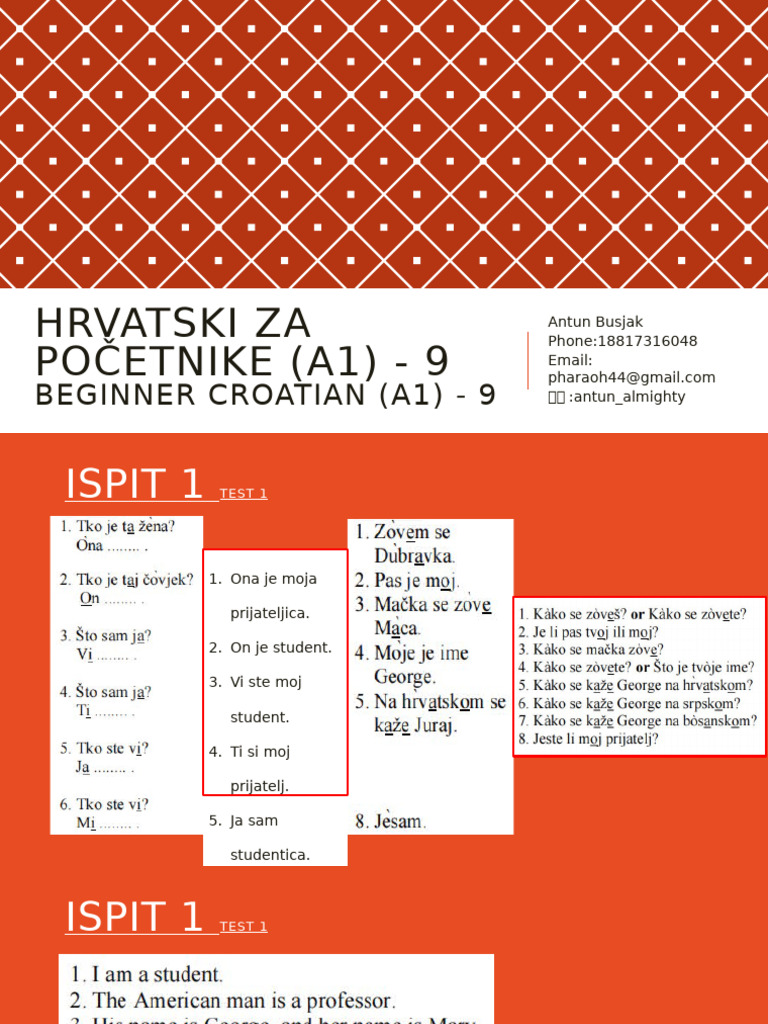 Croatian A1 Language Learning Guide | PDF | Semantics | Syntactic ...