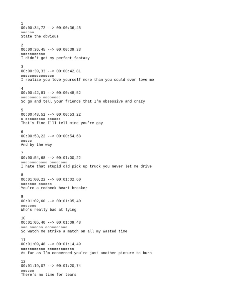 Taylor Swift's "Picture to Burn" Lyrics | PDF | Taylor Swift | Songs ...