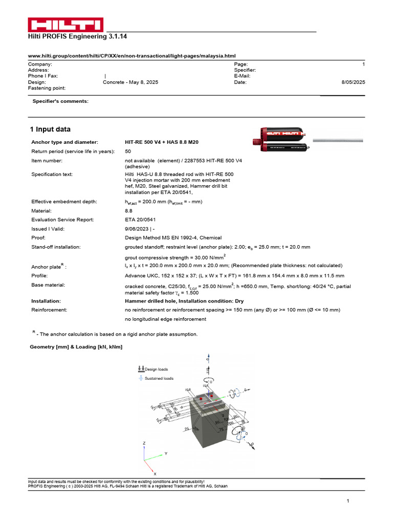 Hilti PROFIS Engineering 3.1.14 Overview | PDF | Structural Engineering ...