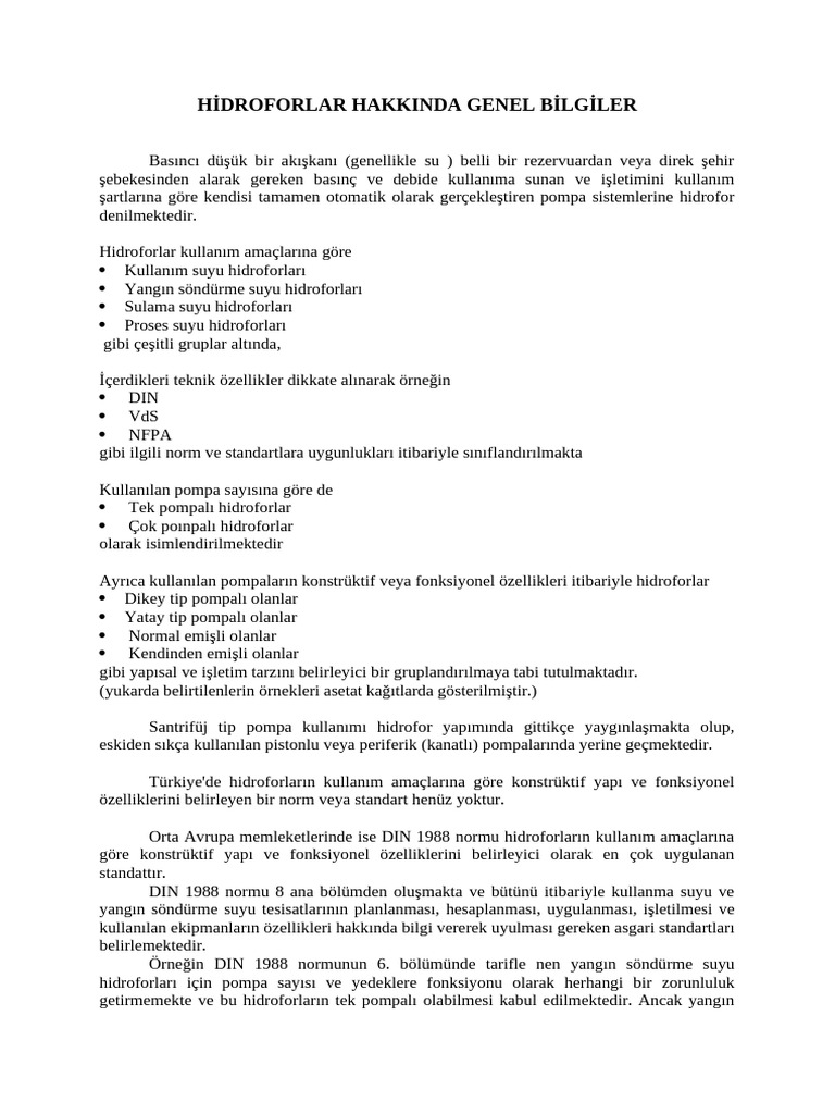 Hi̇droforlar Hakkinda Genel Bi̇lgi̇ler | PDF