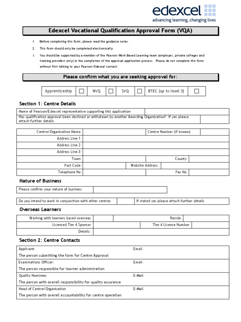 Vocational Qualification Approval Form | PDF | Apprenticeship ...