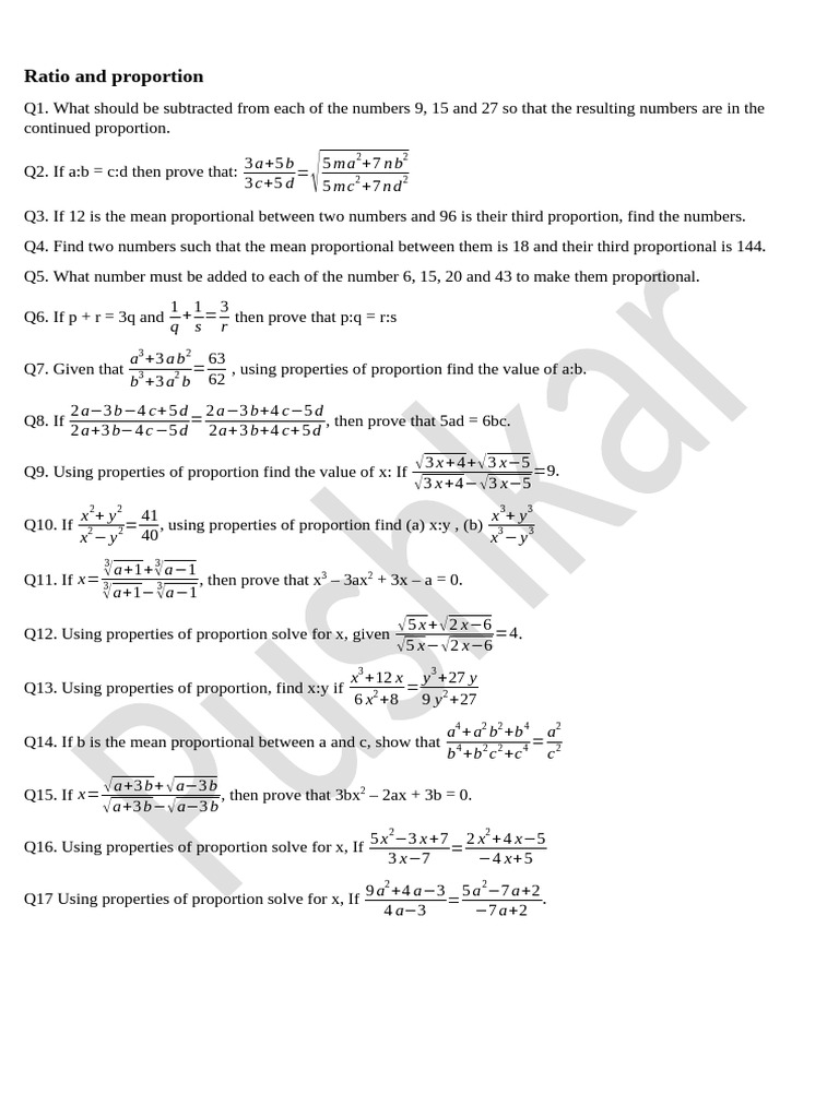 Ratio and Proportion | PDF