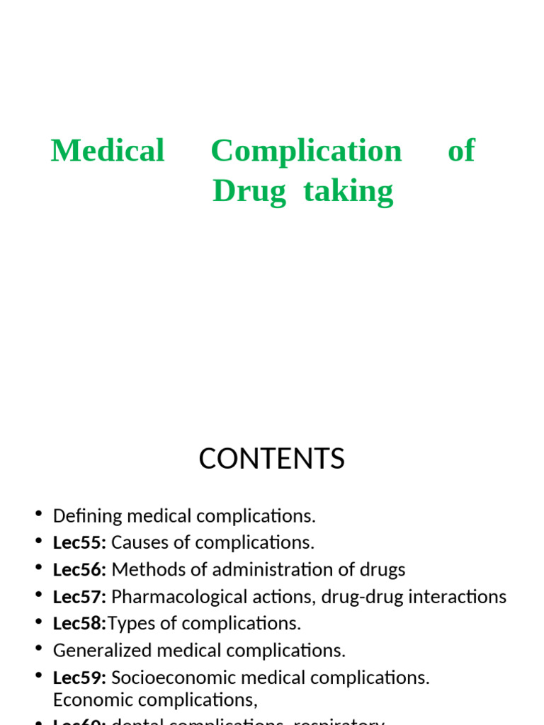 Medical Complications from Drug Use | PDF | Complication (Medicine ...