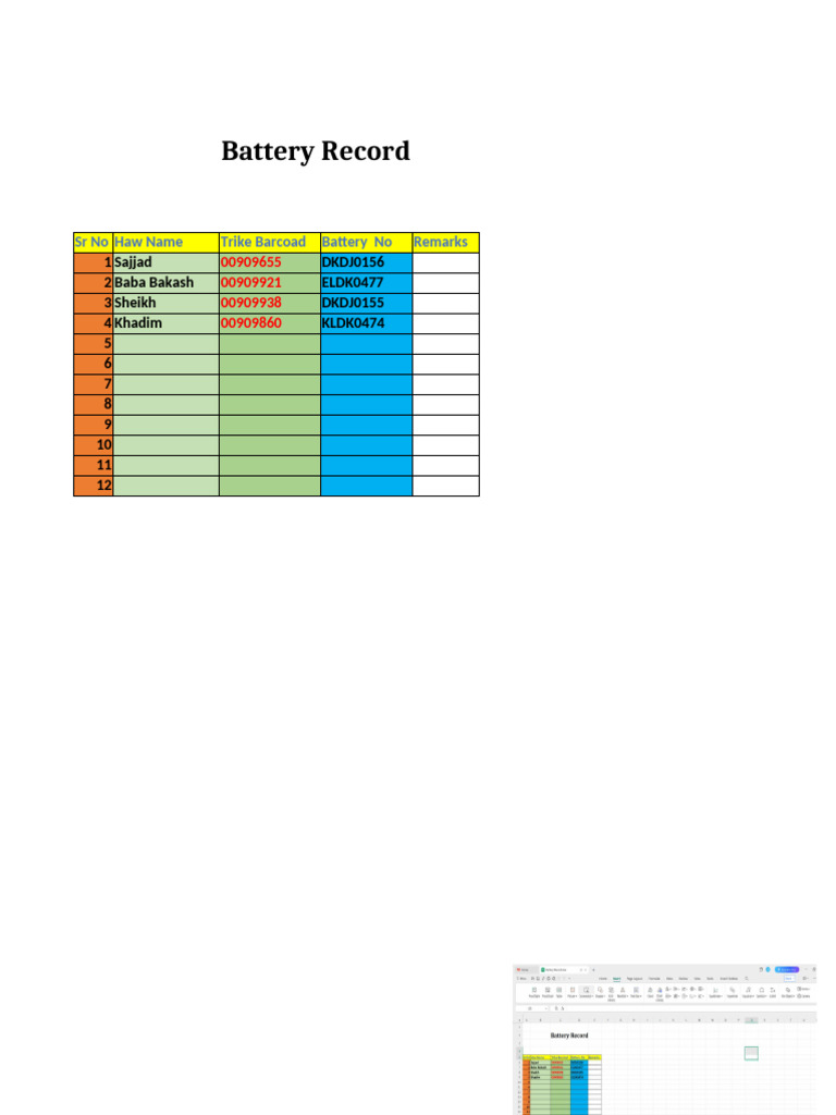 Battery Record | PDF