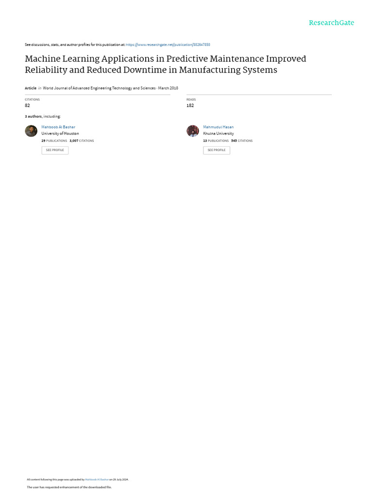 Machine Learning Applicationsin Predictive Maintenance Improved ...