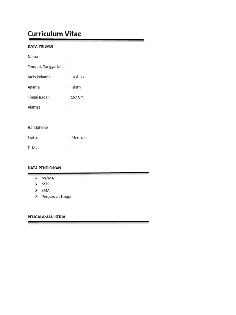 CV Lengkap Pribadi dan Pendidikan | PDF