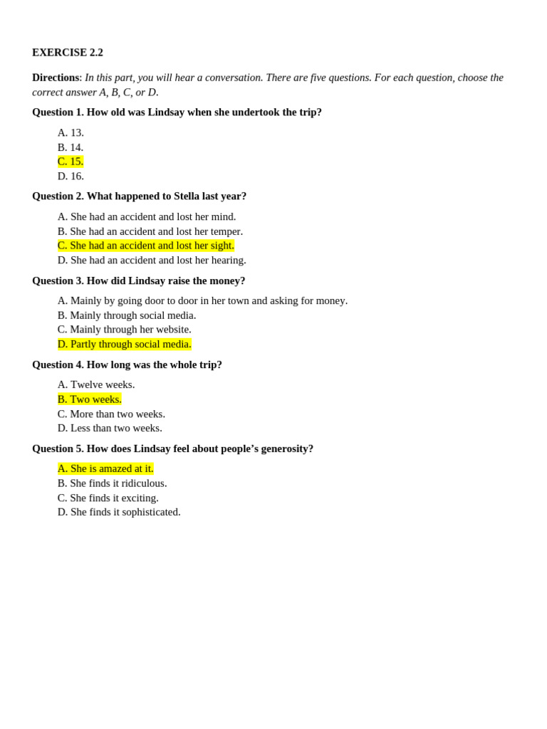 EXERCISE 2.2-Questions | PDF
