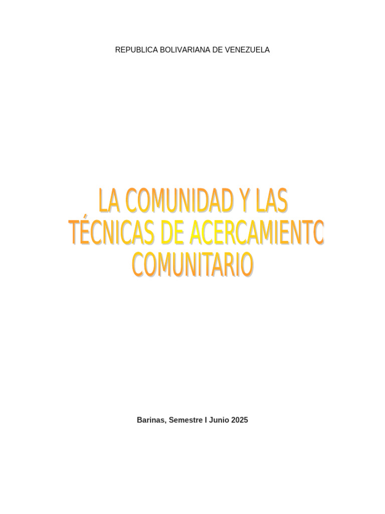 La Comunidad y Las Técnicas de Acercamiento-Trabajo Daniel | PDF ...