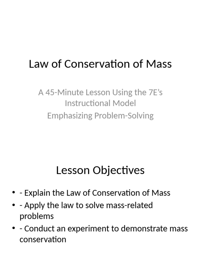 45-Minute Lesson on Mass Conservation | PDF