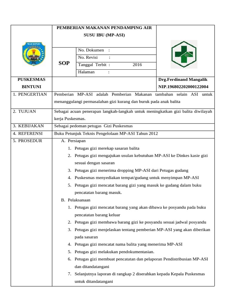 Sop Pemberian Mp-Asi | PDF