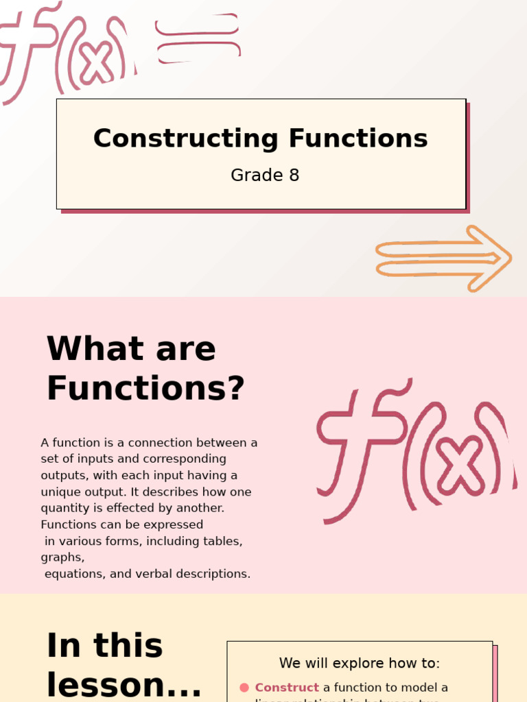 Constructing Functions Education Presentation in Pink and Orange ...