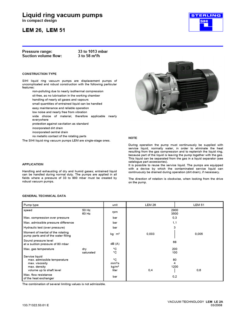 Liquid Ring Vacuum Pumps Overview | PDF | Pump | Pressure