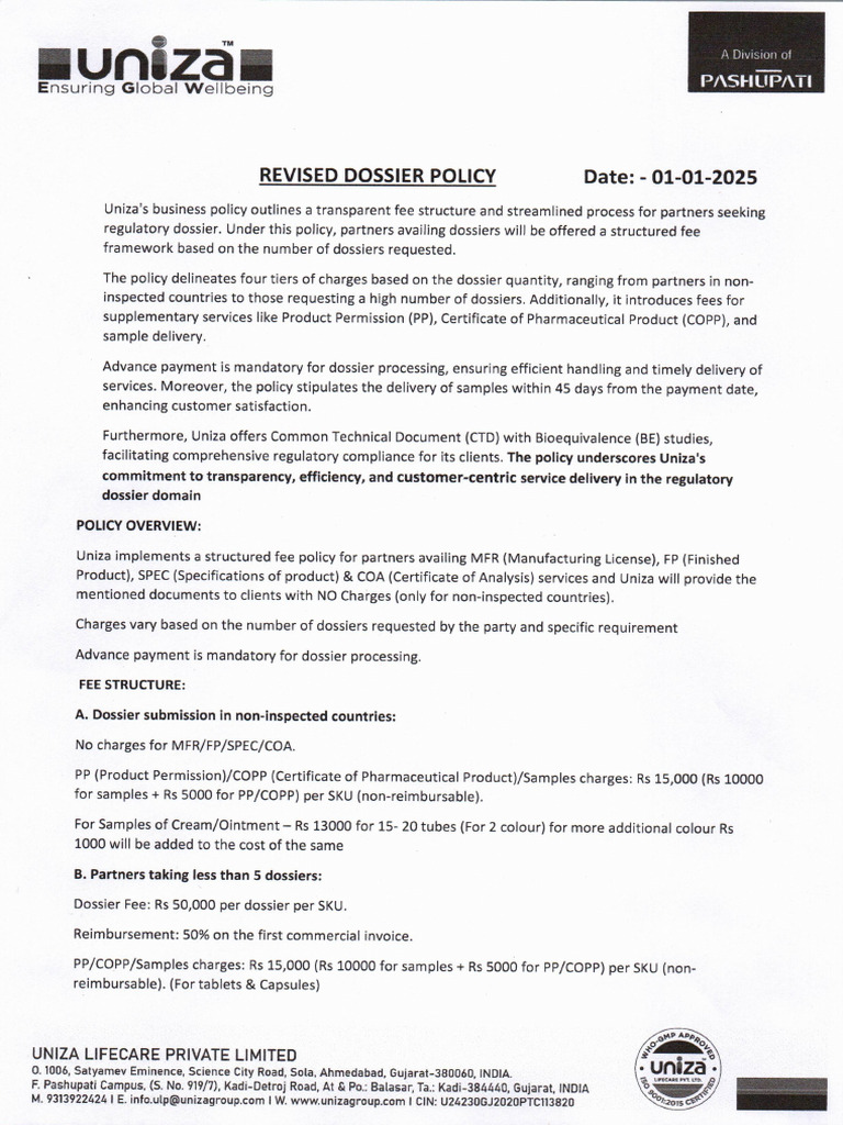 Revised Dossier Policy | PDF
