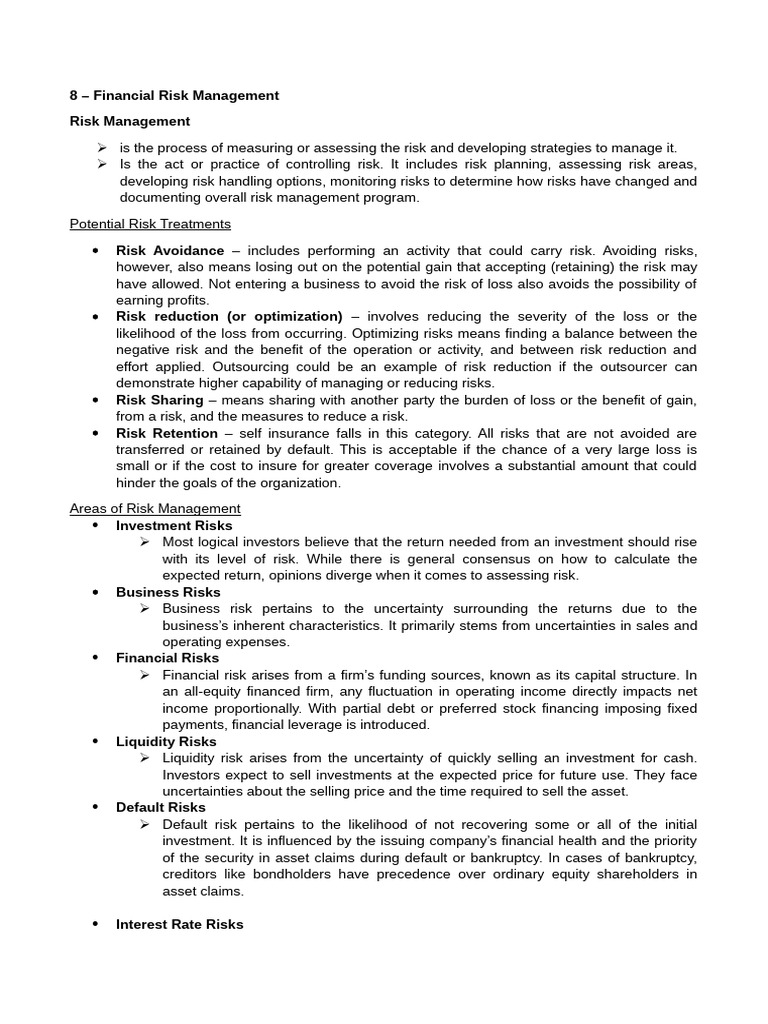 8 - Financial Risk Management | PDF | Risk Management | Financial Risk