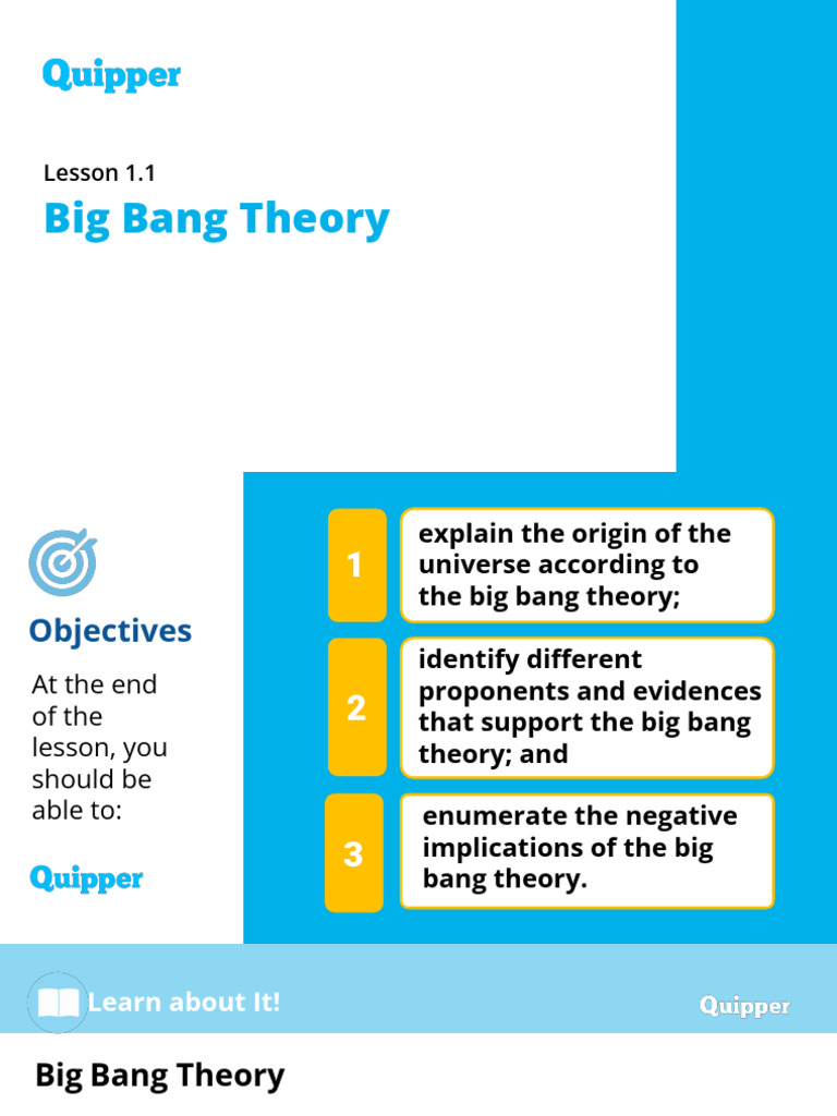 Earth Science SHS 1.1 Big Bang Theory | PDF | Big Bang | Universe