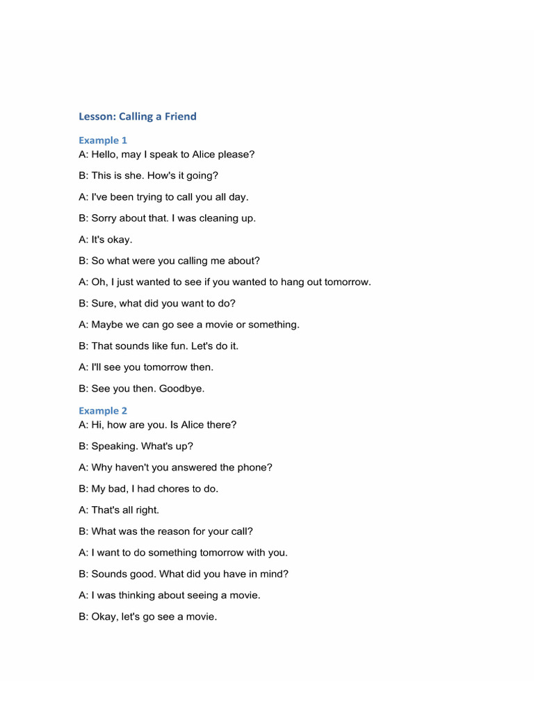 Calling A Friend | PDF
