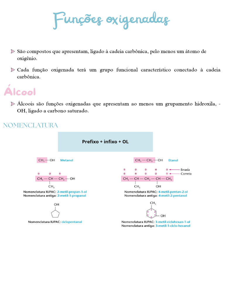 Funções Oxigenadas: Nomenclatura e Tipos | PDF