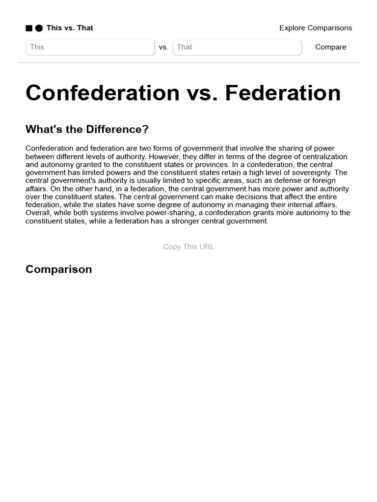 Confederation vs. Federation Explained | PDF | Federation | Confederation