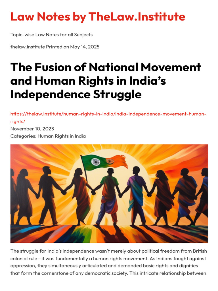The Fusion of National Movement and Human Rights in India’ S ...